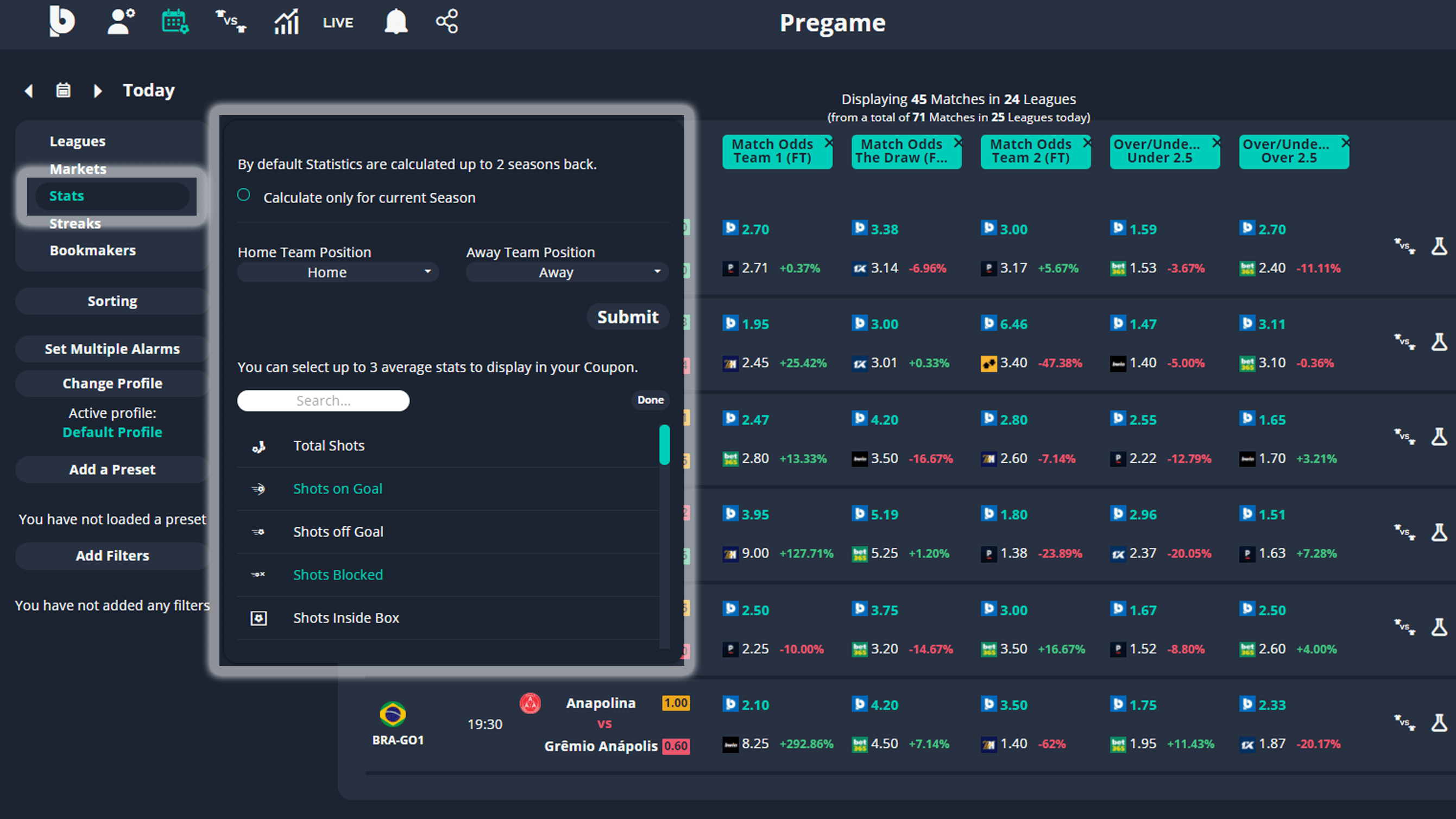 Guide - Predictions with Filters & Presets - Betpractice