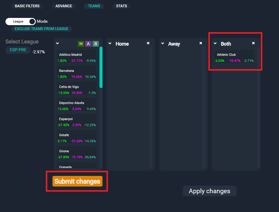 Team Filters - Futbolpractice