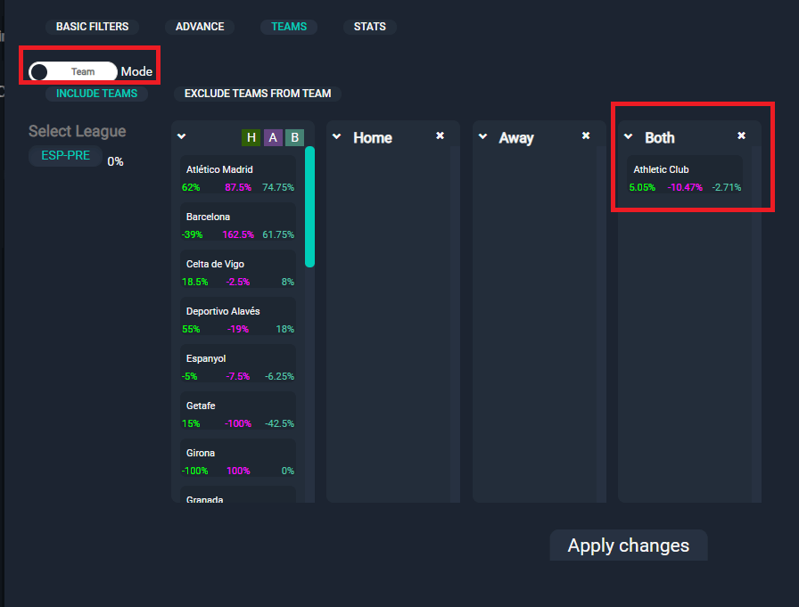 Team Filters - Futbolpractice
