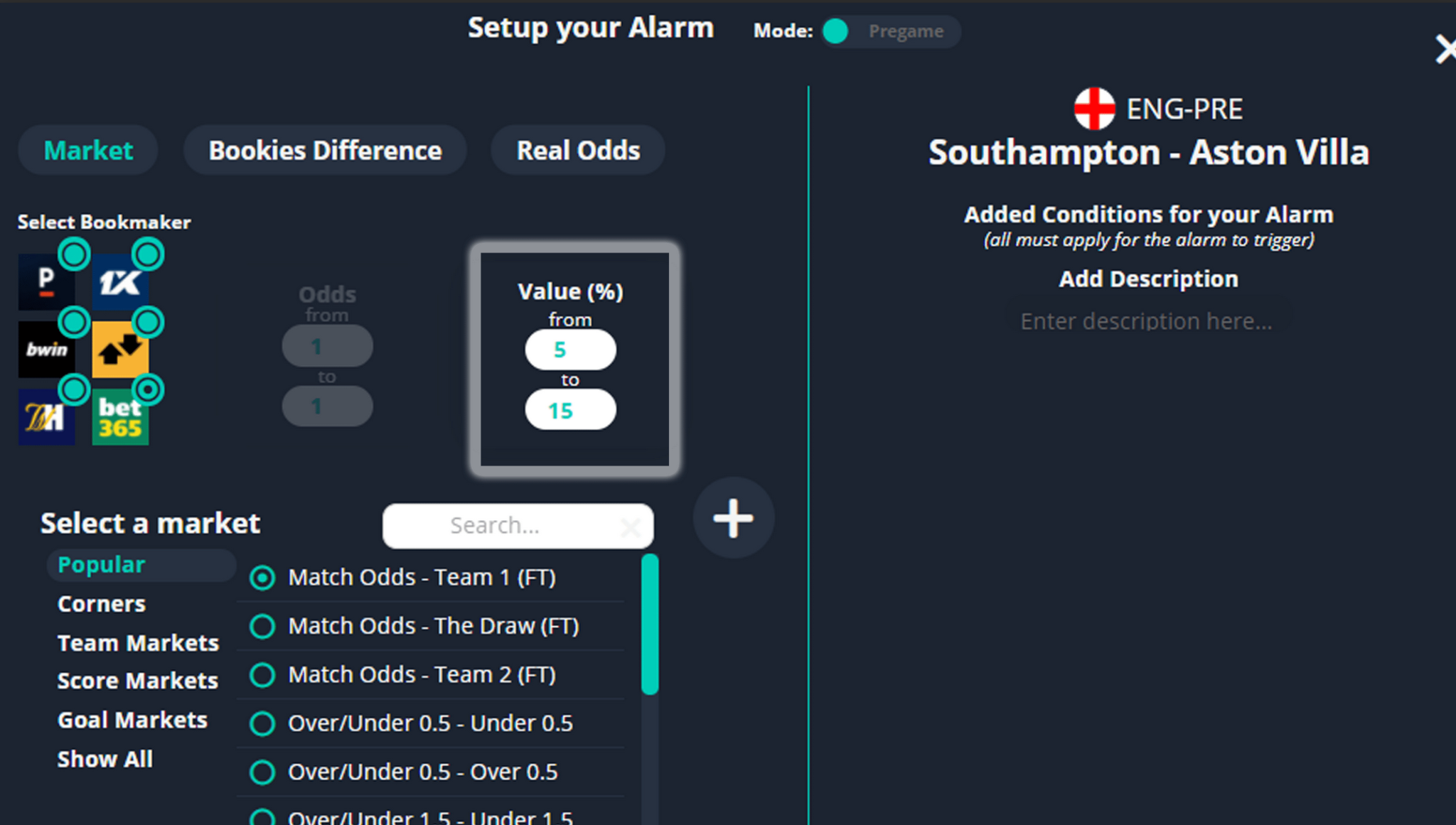 Pre - game and live football statistics alerts and notifications